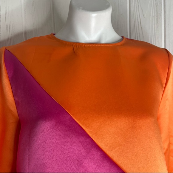 Vonda | Dresses | Vonda Colorblock Dress M Aline Pink Orange Bright ...